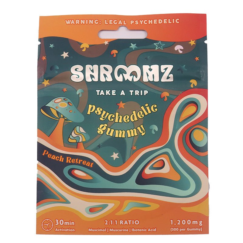 Shroomz Peach Retreat Gummies | 1200mg | Amanita Muscimol Muscarine ...