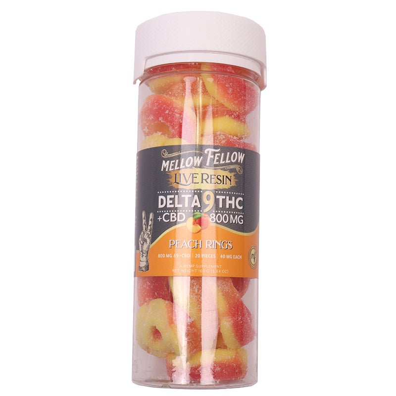 Mellow Fellow Peach Rings Gummies | 800mg 20 Count | Delta 9 THC CBD ...