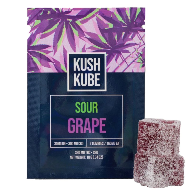 Kush Kube Sour Grape Gummies | 30mg 2 Count | Delta 9 THC CBD – Green ...